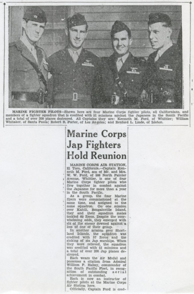 Kenneth Ford, Marine Corps Ace, VMF-121 – The Jive Bomber